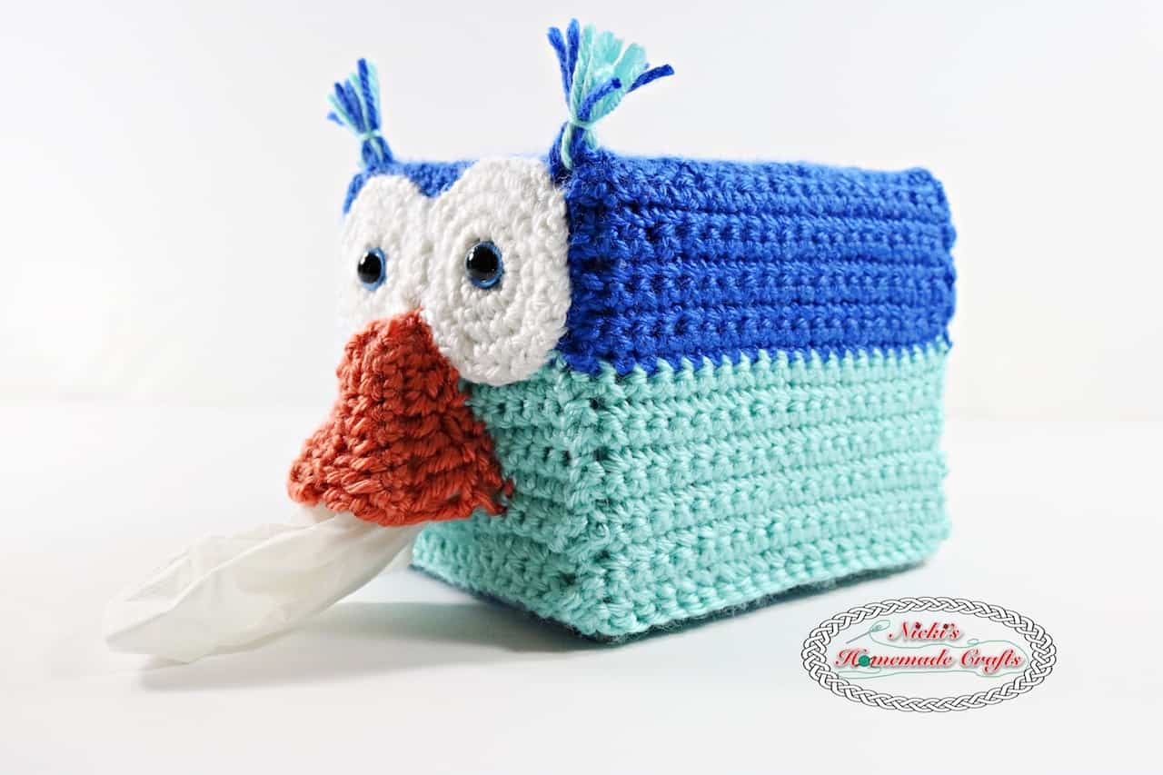 Owl Tissue Box Cover - Free Crochet Pattern - Nicki's Homemade Crafts