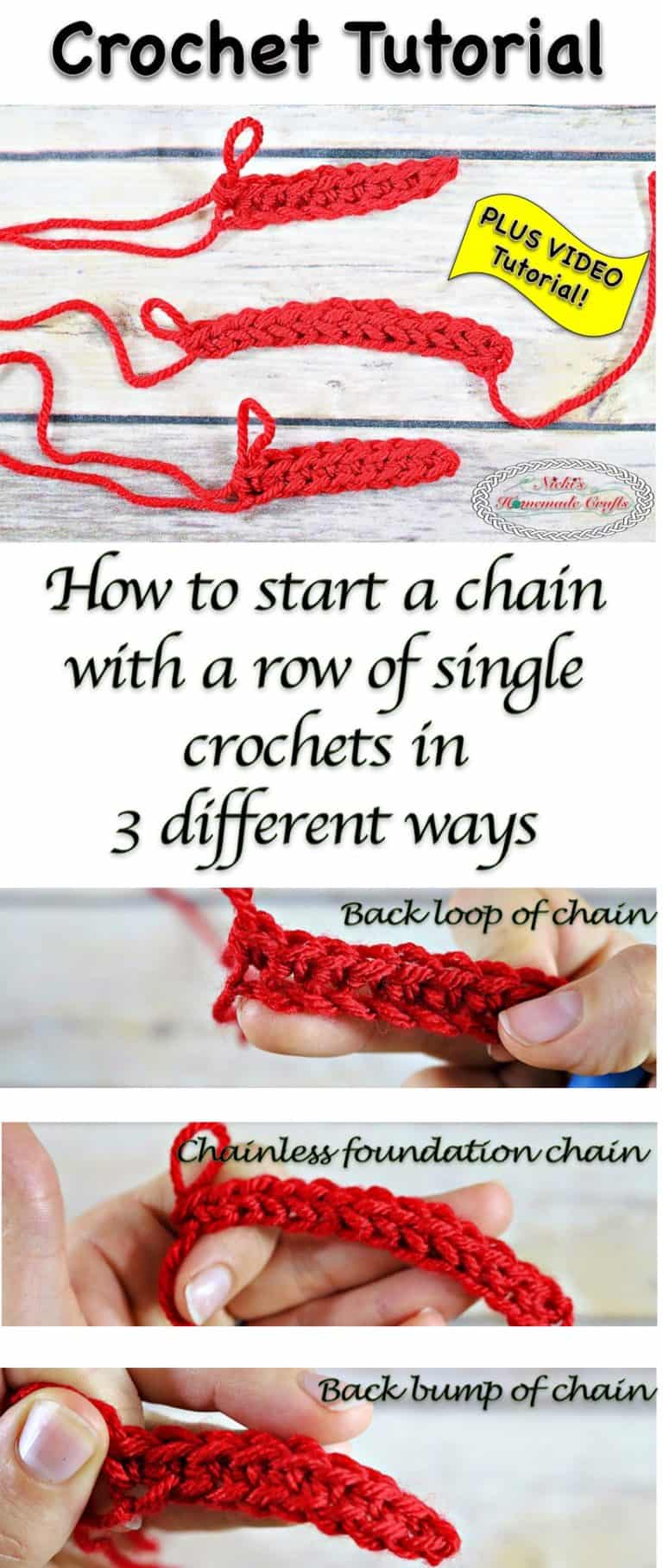How to start a Chain with Single Crochet in 3 different ways - Nicki's ...