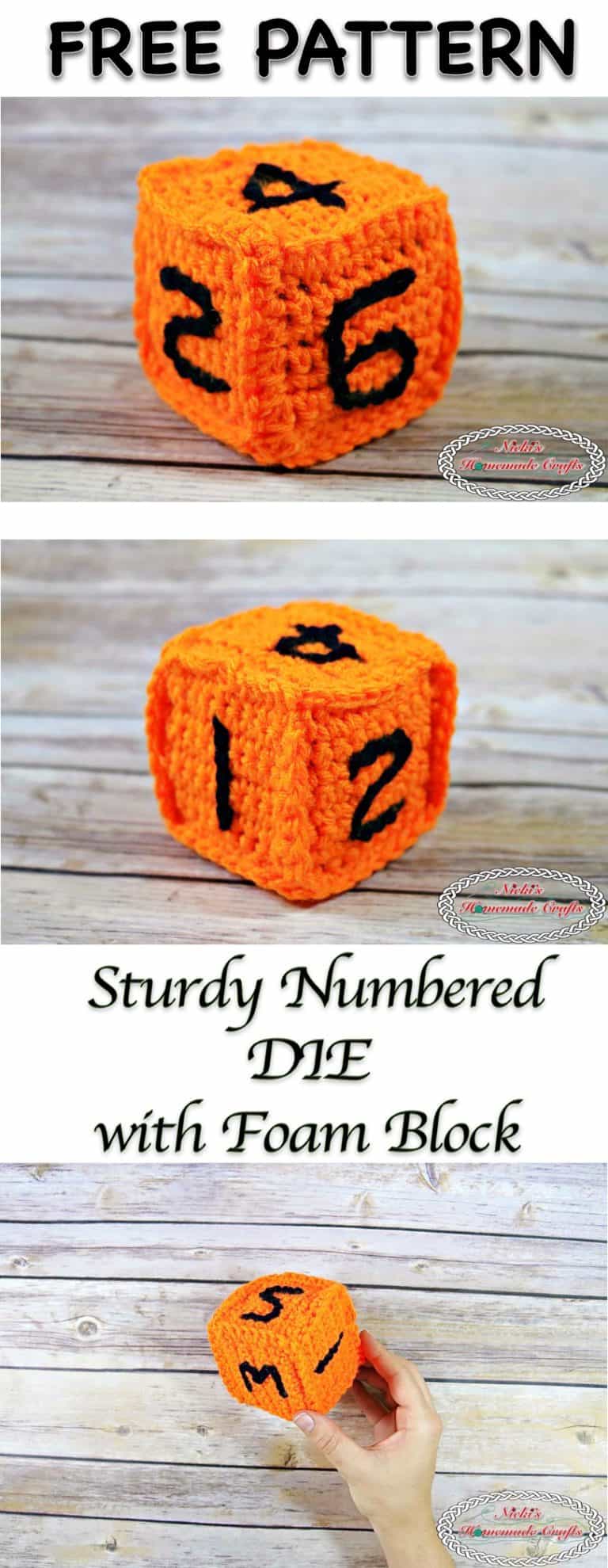 Sturdy Numbered Crochet Dice with Foam Block - Free Crochet Pattern ...