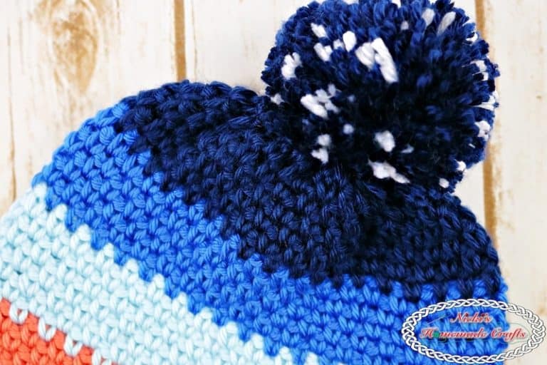 Crochet Sunset Hat with Night Sky Pom-Pom - Free Pattern - Nicki's ...