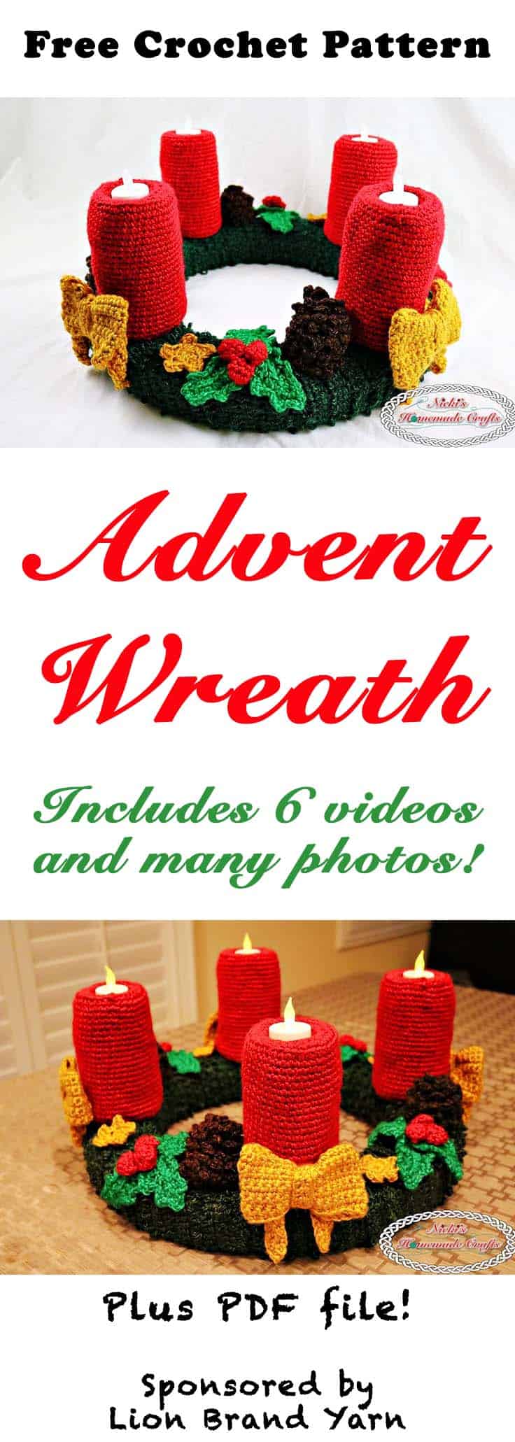 Advent Wreath for Christmas - Free Crochet Pattern - Nicki's Homemade ...