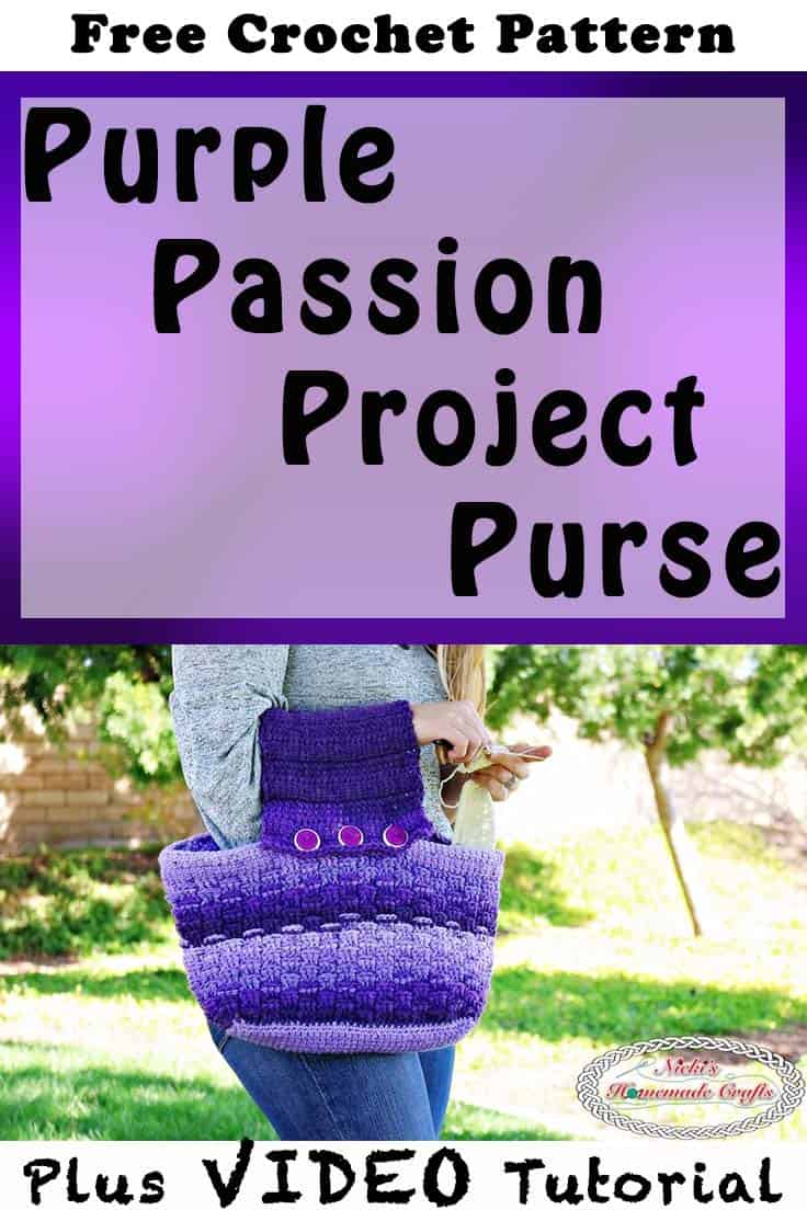 Easy Large Crochet Project Bag - Free Pattern with Variegated Purple ...
