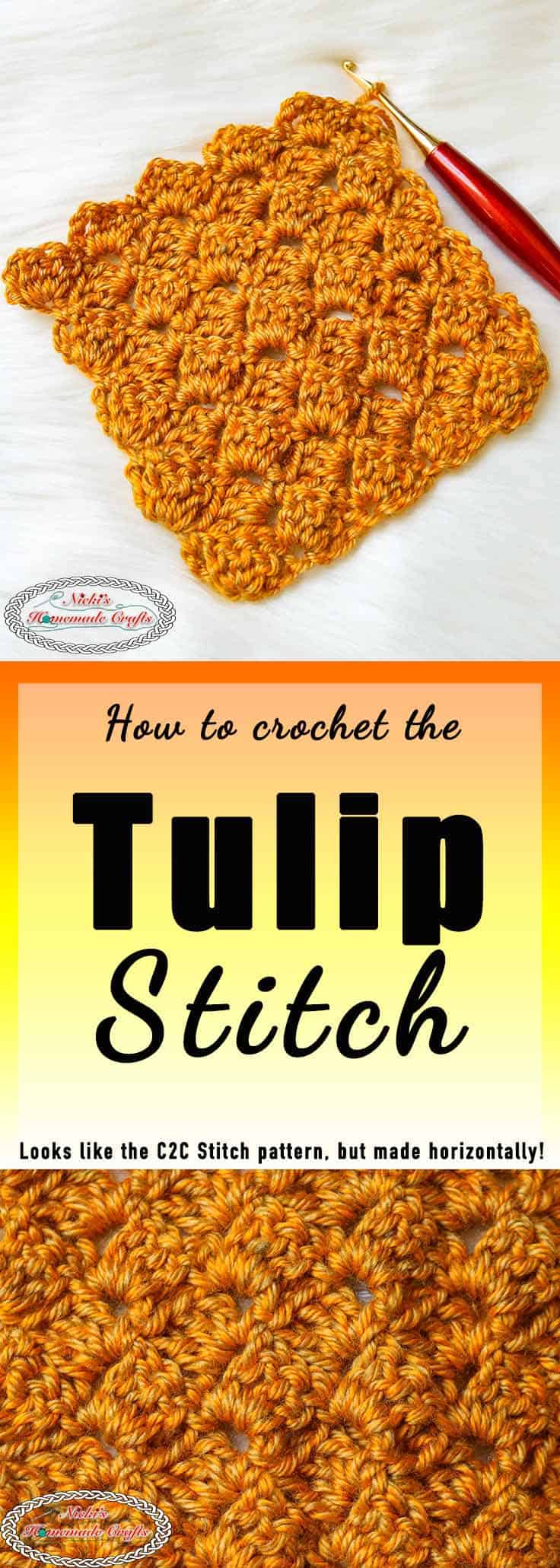 How to Crochet Box Stitch - Horizontal C2C Tutorial aka Tulip Stitch