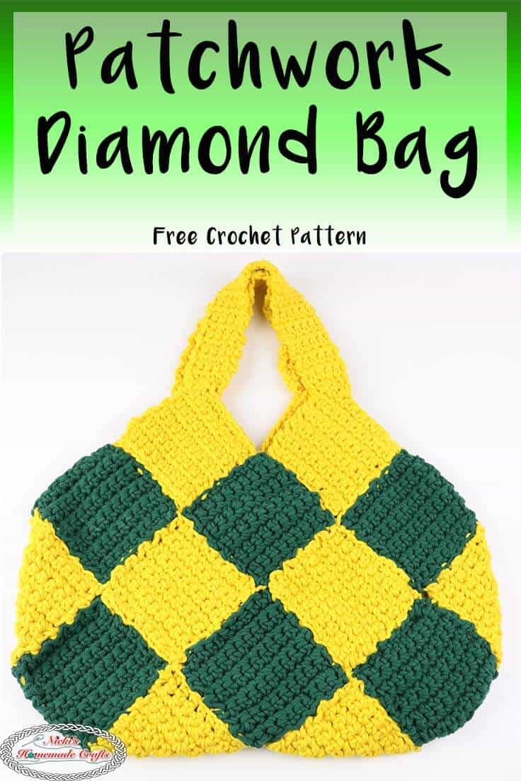 Patchwork Crochet Bag with Diamond Pattern - Free Crochet Pattern