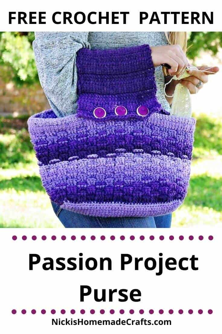 Easy Large Crochet Project Bag - Free Pattern with Variegated Purple ...