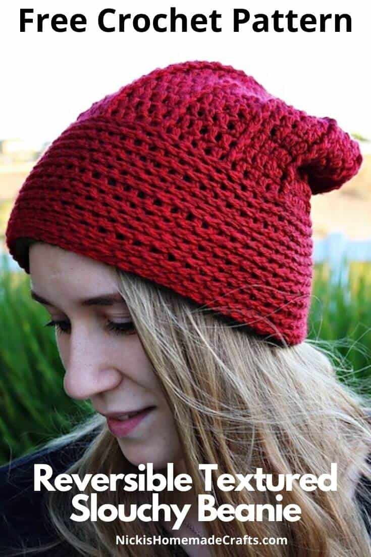 Crochet Slouchy Beanie - Free Pattern - Textured and Reversible