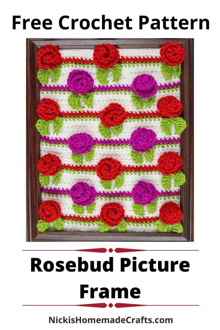 Rosebuds Crochet Picture Frame - Free Crochet Pattern