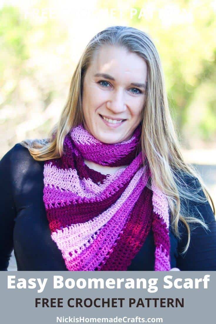 Boomerang Scarf Crochet Pattern Tutorial - Nicki's Homemade Crafts