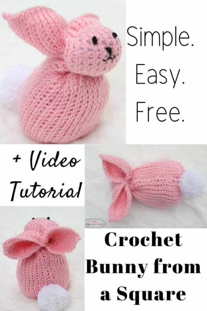 How to Crochet Bunny from a Square - Easy and Free Pattern