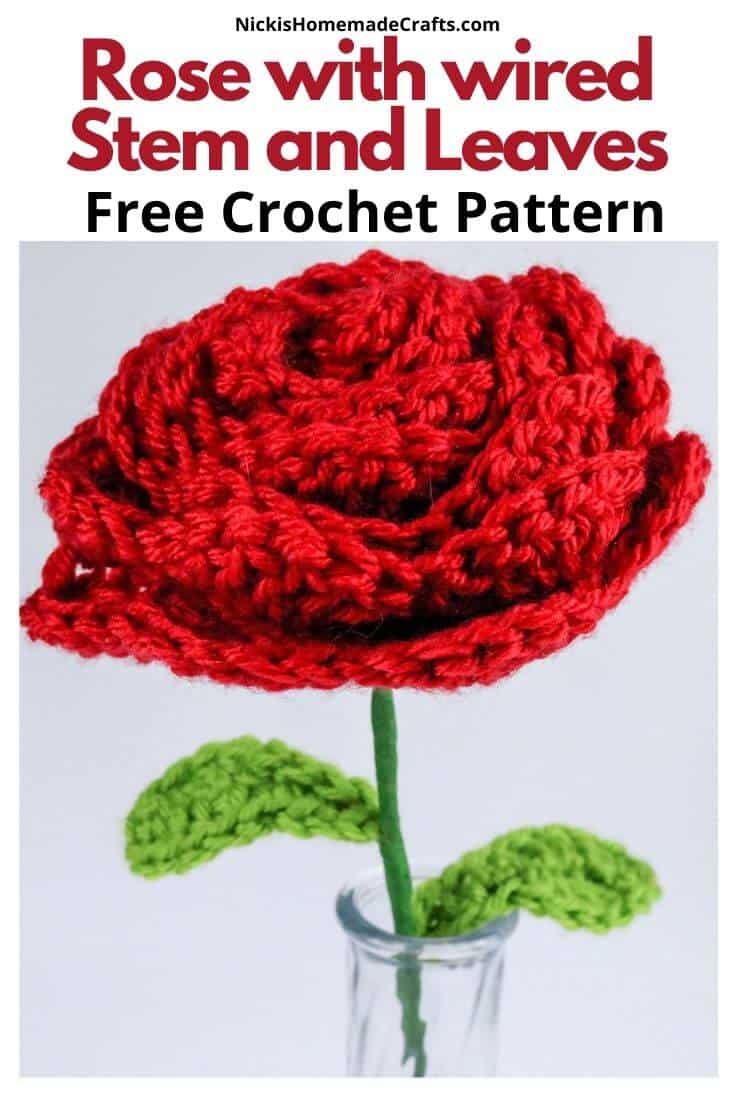 Rose Pattern with wired Stem and Leaves- Nicki's Homemade Crafts