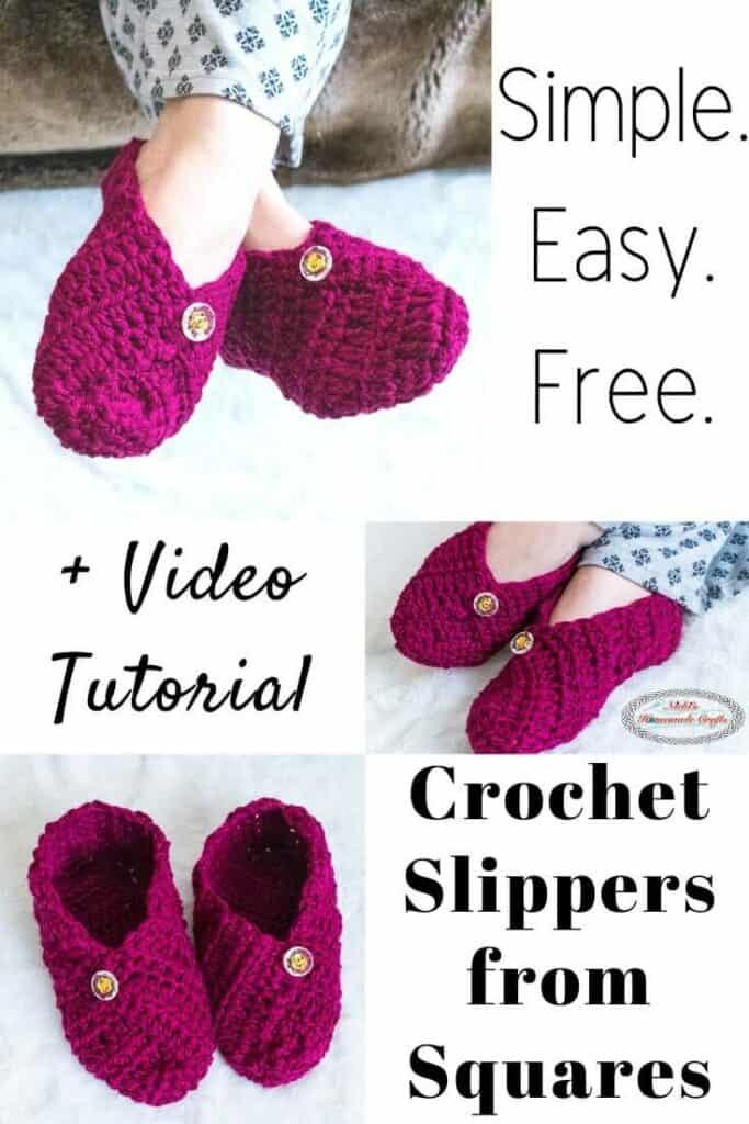 Crochet Slippers made from Square - Free Pattern - Nicki's Homemade Crafts