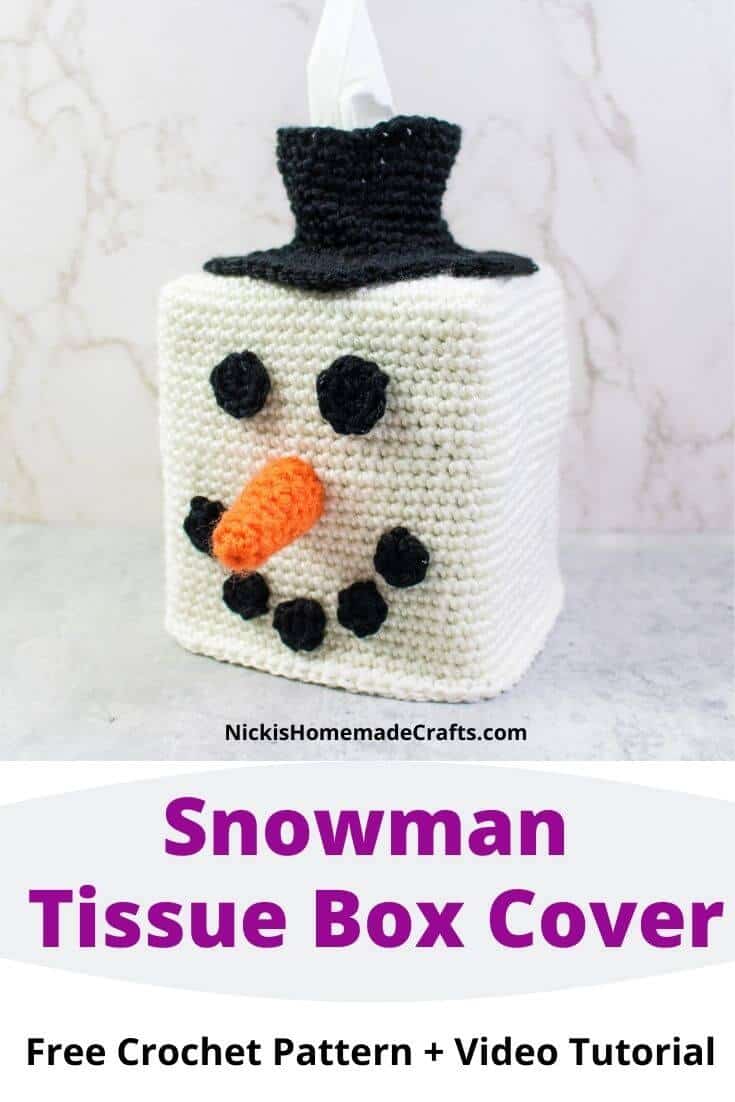 Crochet Snowman Head Tissue Box Cover - Free Pattern and Video Tutorial ...