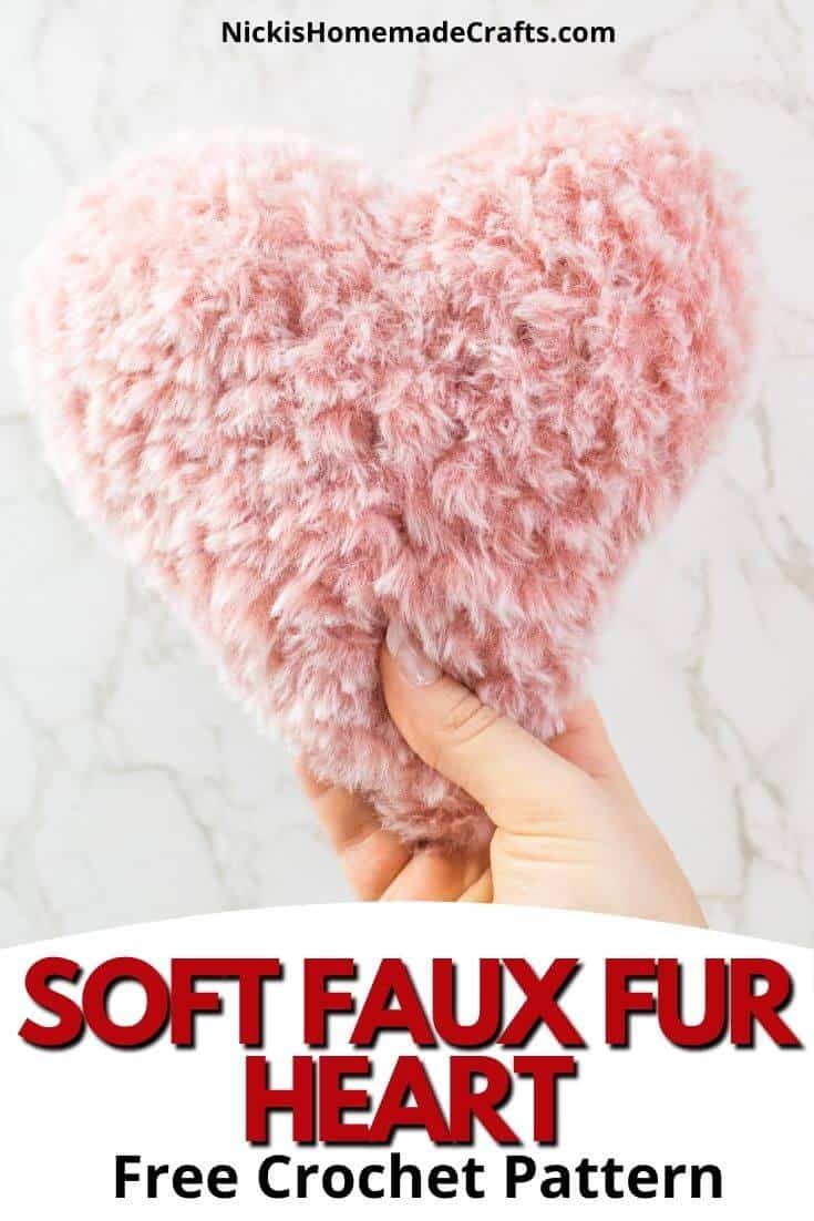 Soft Crochet Faux Fur Heart - Free Pattern - Nicki's Homemade Crafts