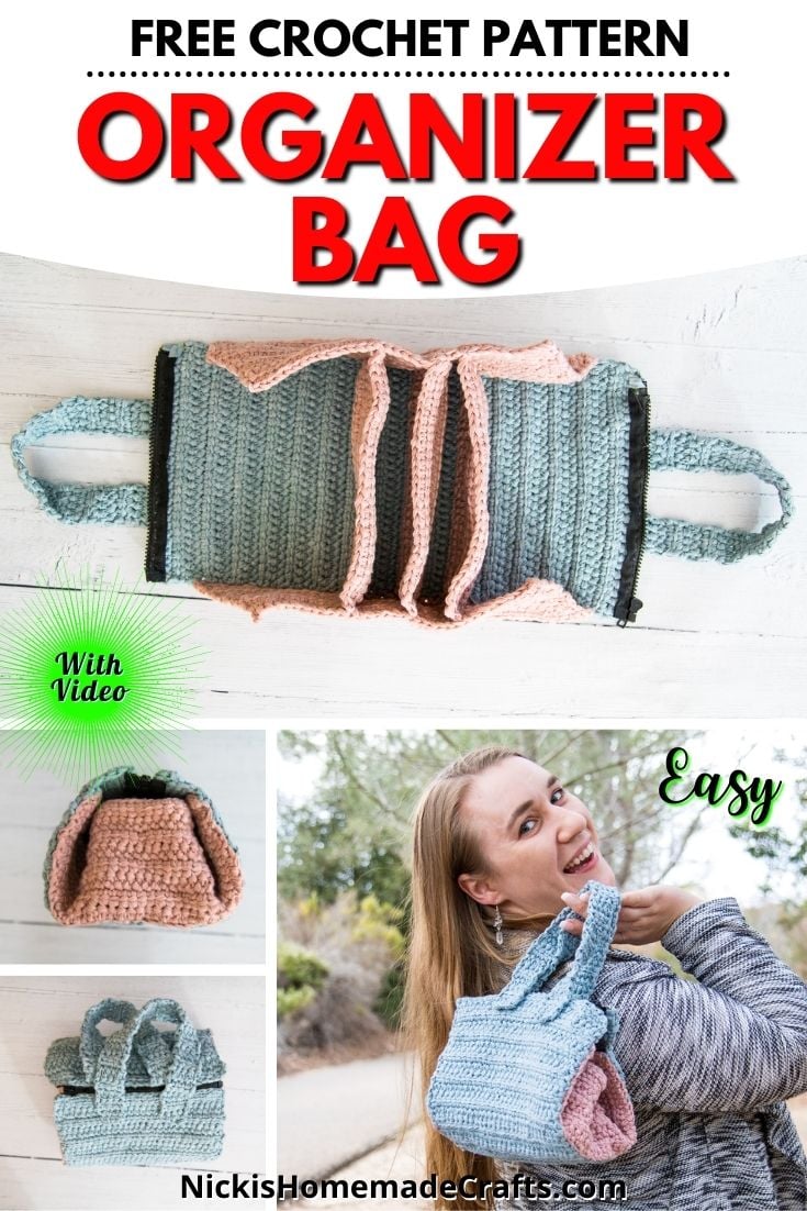 Crochet Organizer Bag with Pockets and Zipper - Free Pattern - Nicki's ...