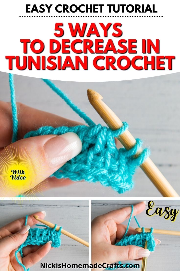 Tunisian Crochet Decrease - 5 Ways How to do it Easily - Nicki's Homemade Crafts