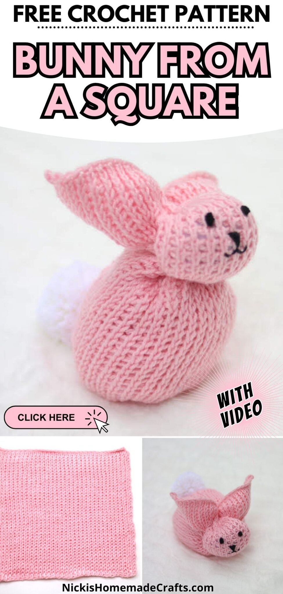 How to Crochet Bunny from a Square - Easy and Free Pattern