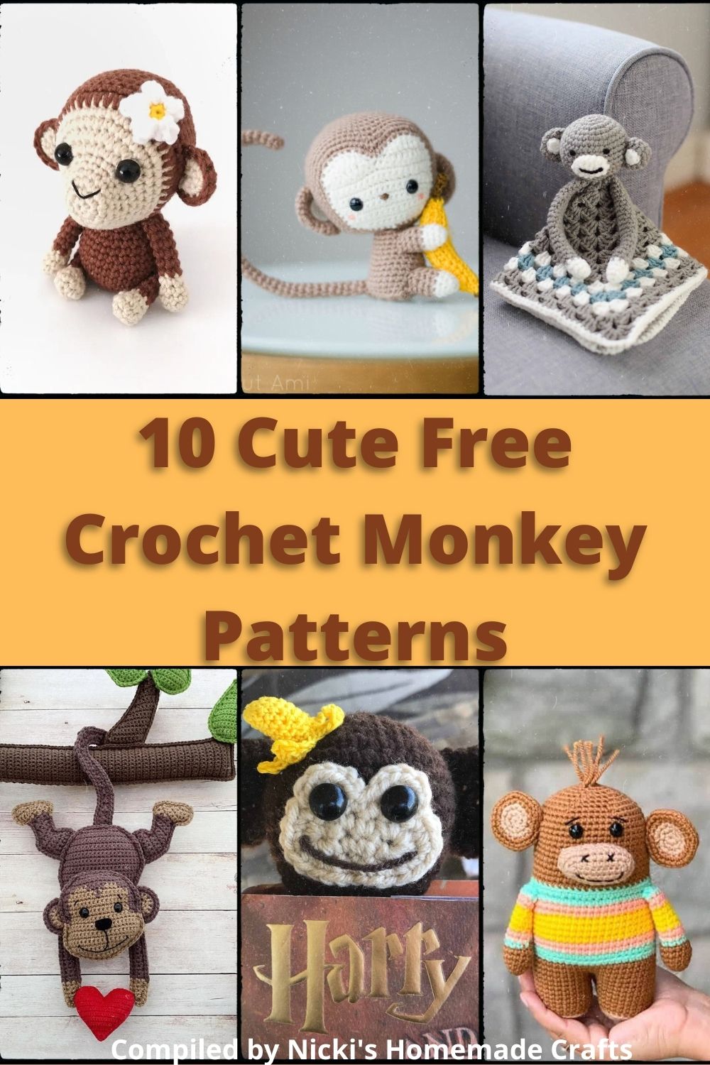 10 Cute FREE Crochet Monkey Patterns - Nicki's Homemade Crafts