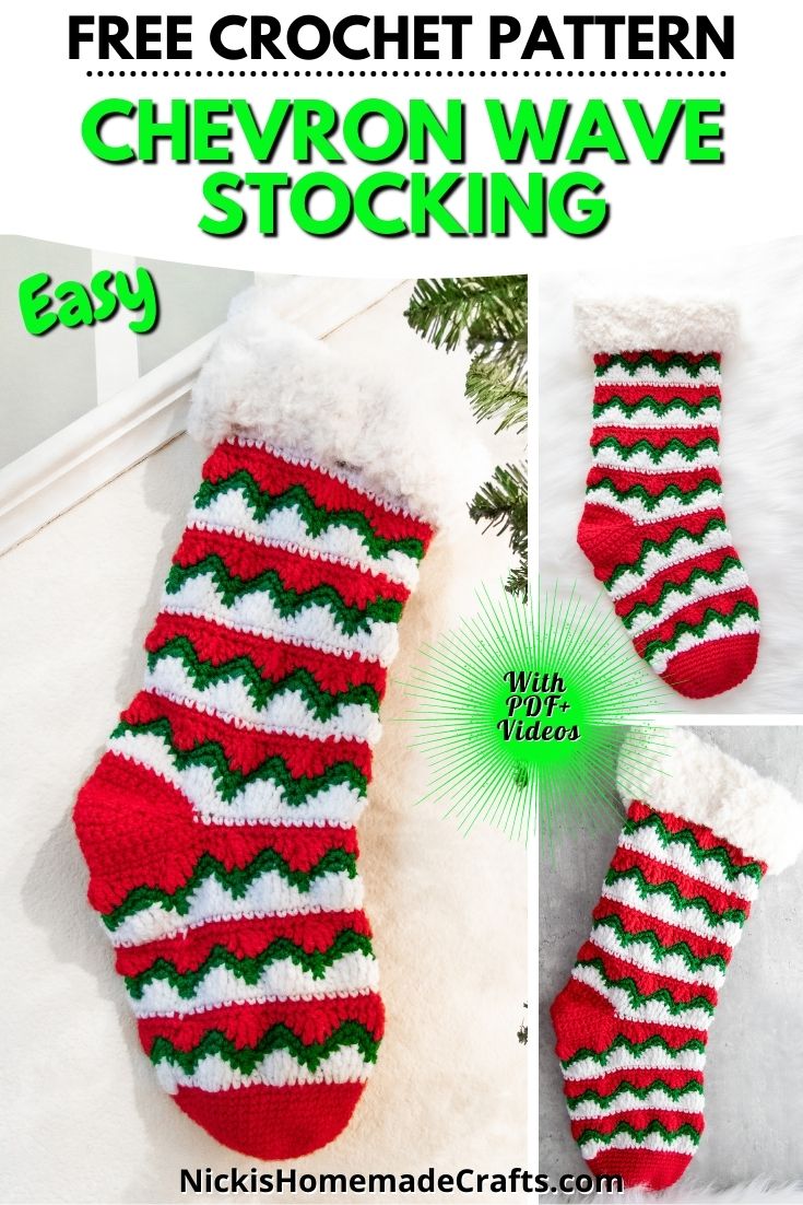 Free Chevron Crochet Christmas Stocking Pattern - Nicki's Homemade Crafts