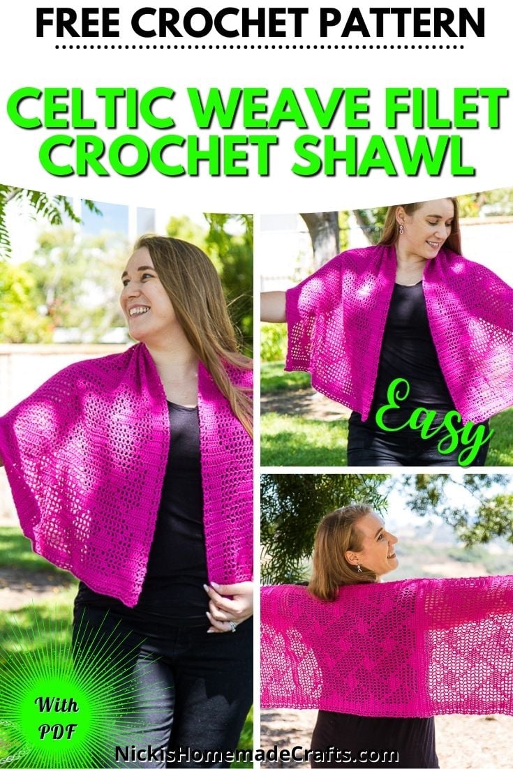 Free Celtic Weave Filet Crochet Shawl Pattern - Nicki's Homemade Crafts