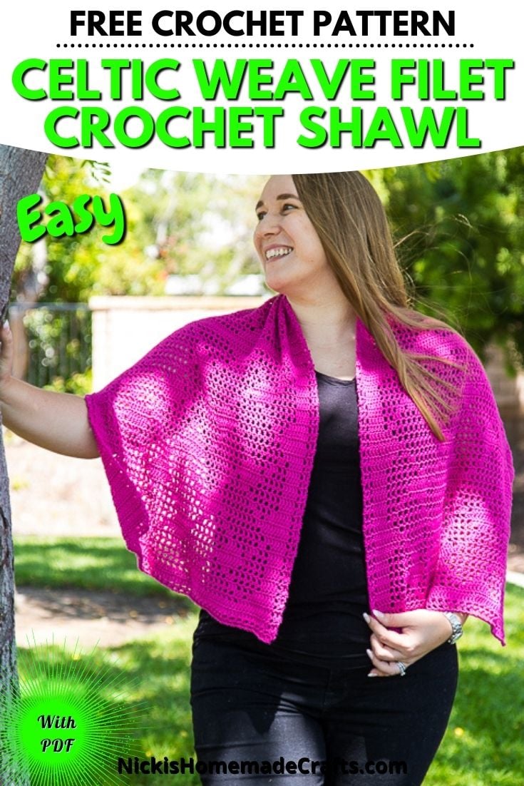 Free Celtic Weave Filet Crochet Shawl Pattern - Nicki's Homemade Crafts