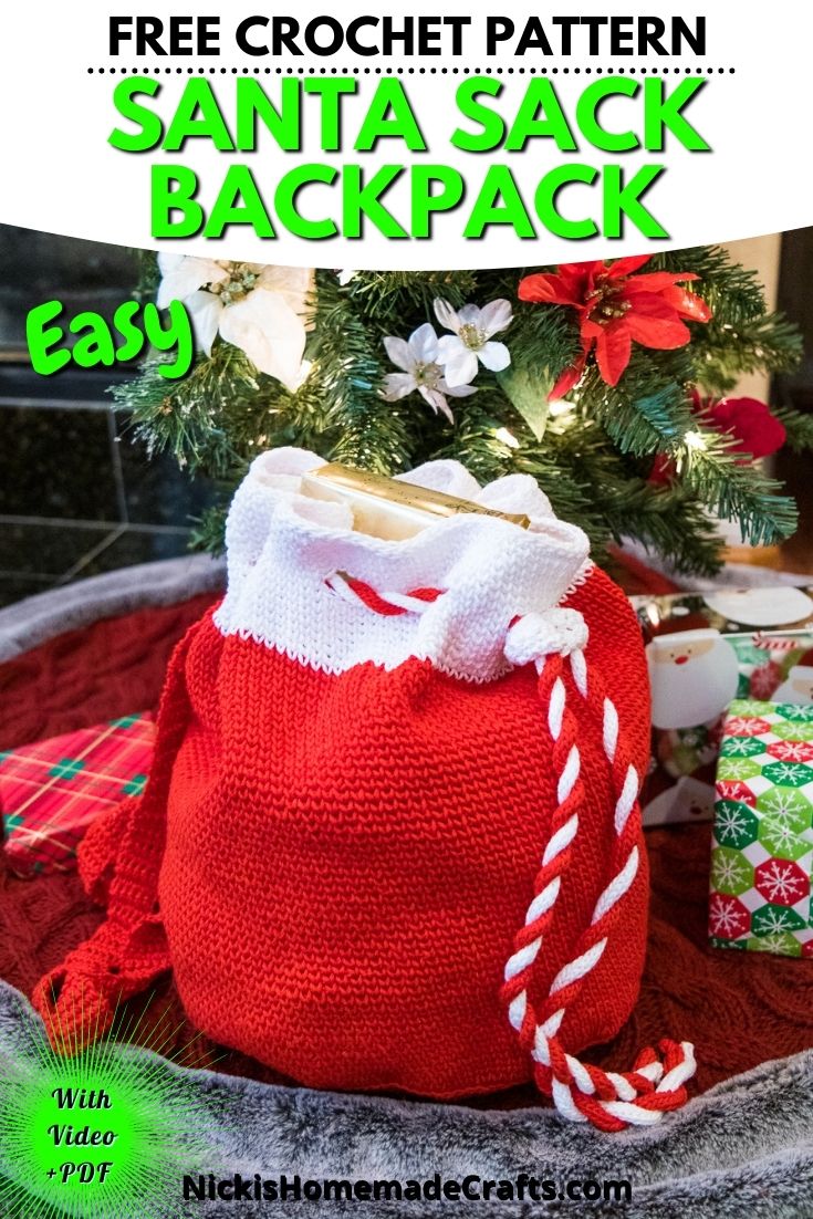 Free Crochet Santa Sack Backpack Pattern - Nicki's Homemade Crafts