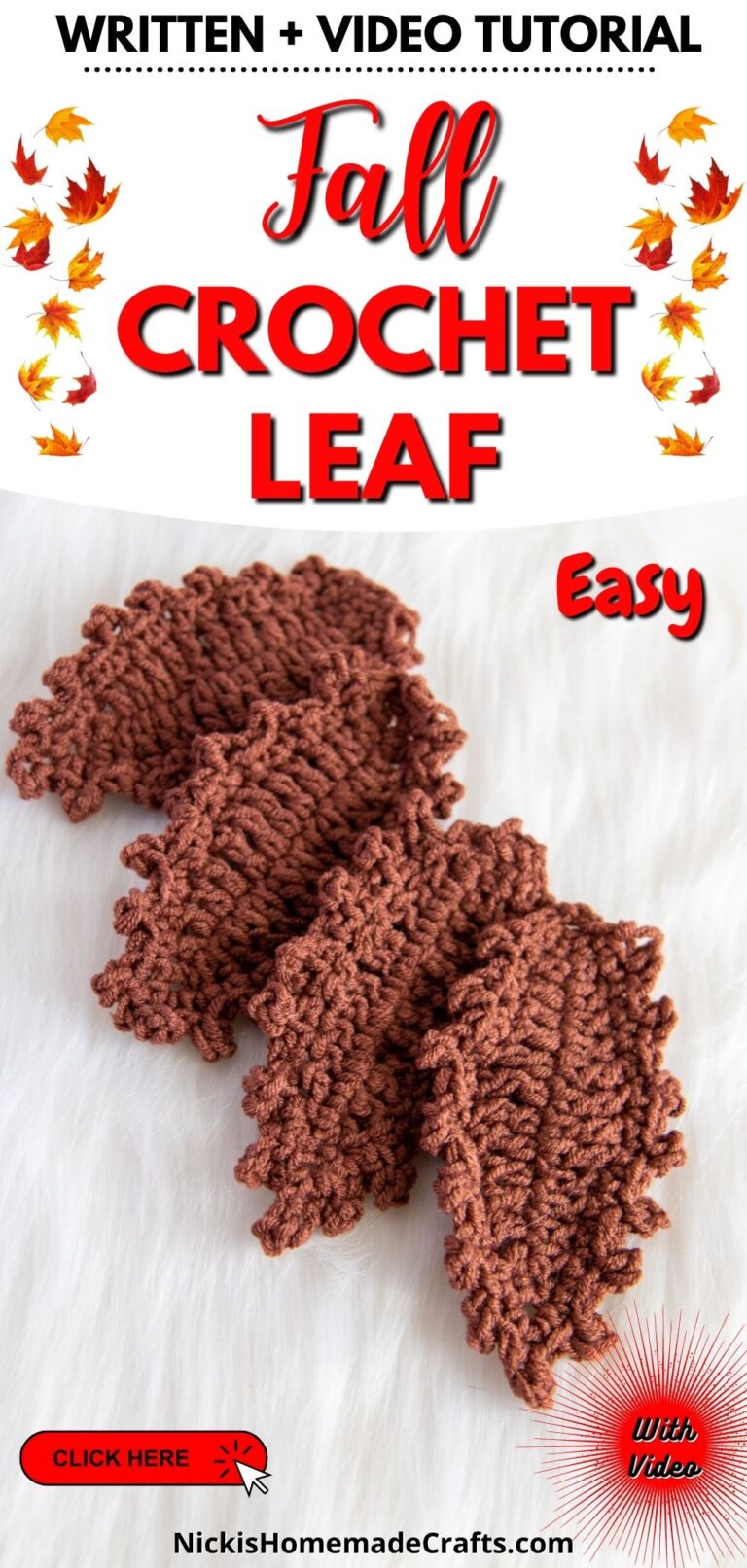 Free Crochet Fall Leaf Pattern Tutorial - Nicki's Homemade Crafts
