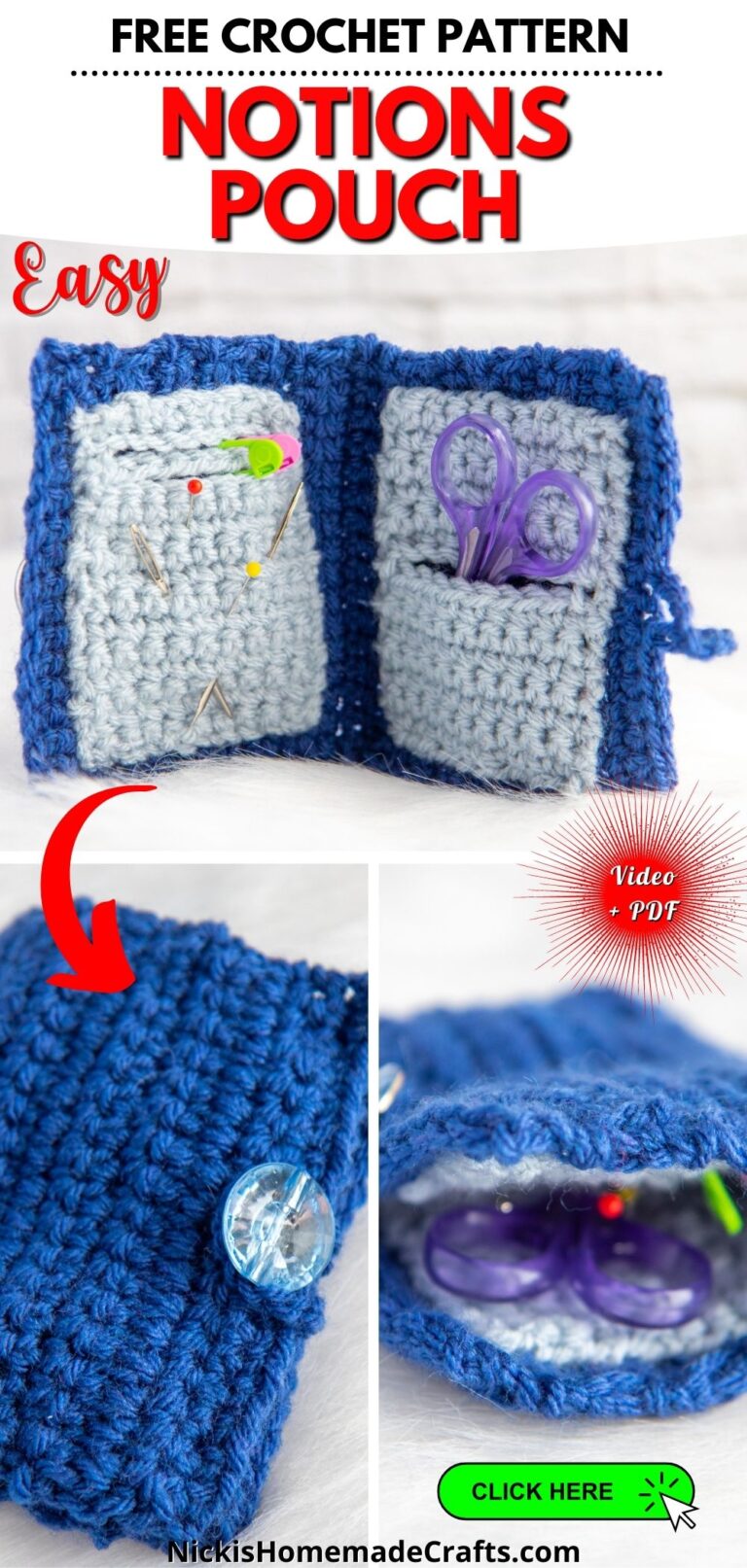 Free Crochet Notions Pouch Pattern - Nicki's Homemade Crafts