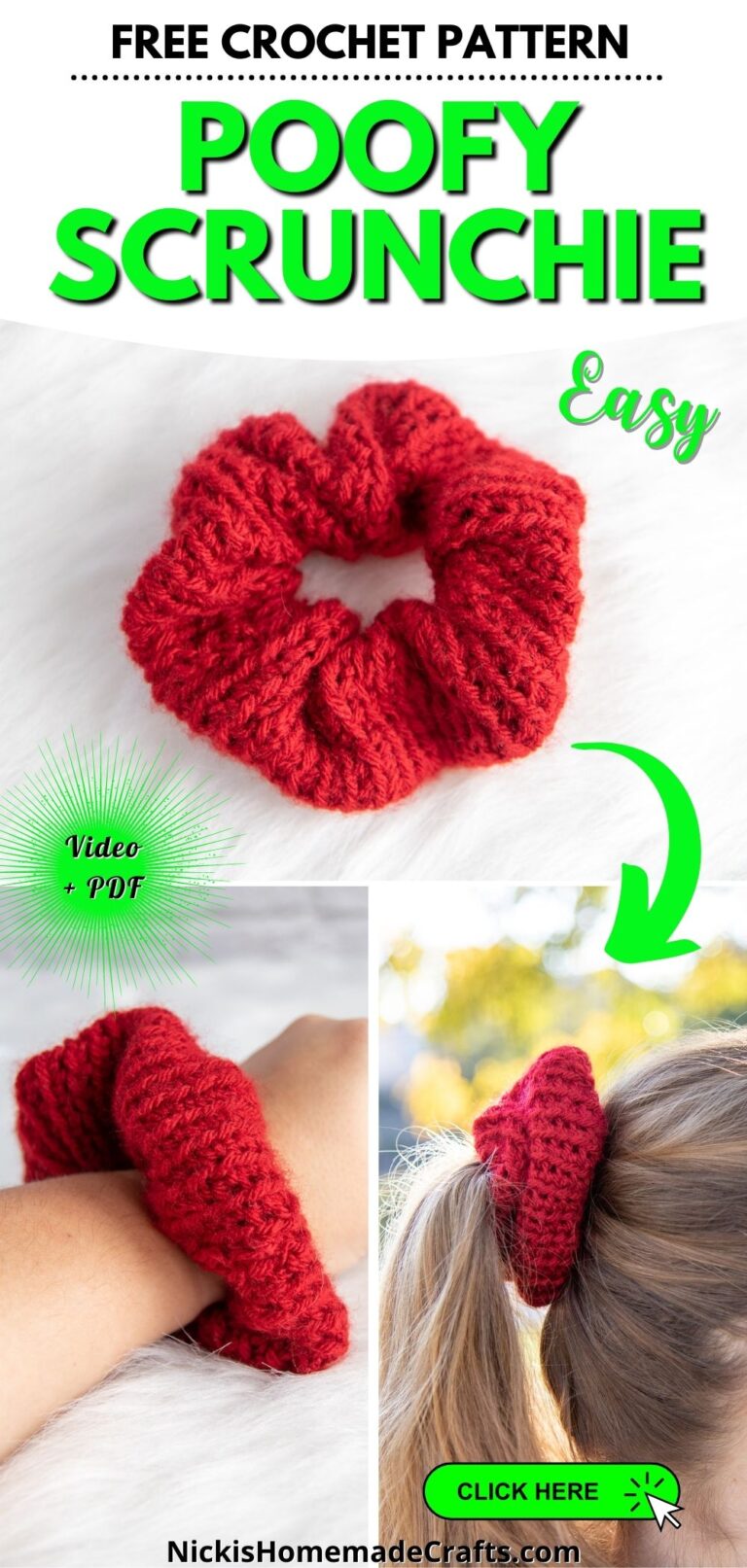 Free Poofy Scrunchie Crochet Pattern - Nicki's Homemade Crafts