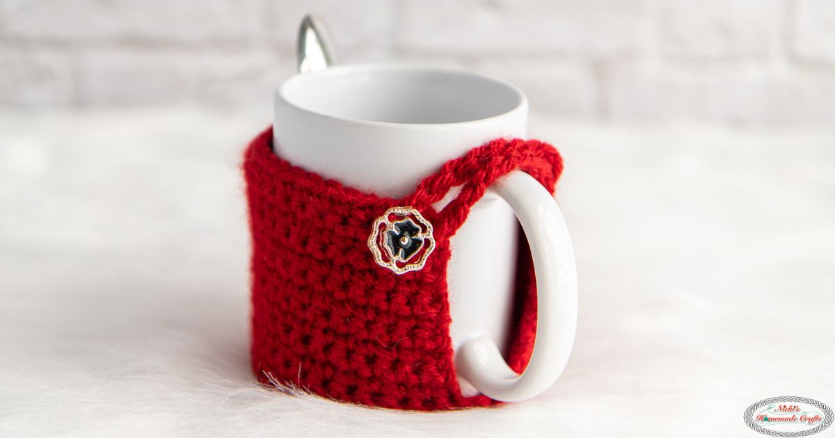 Free Crochet Mug Cozy with Spoon Holder Pattern - Nicki's Homemade Crafts