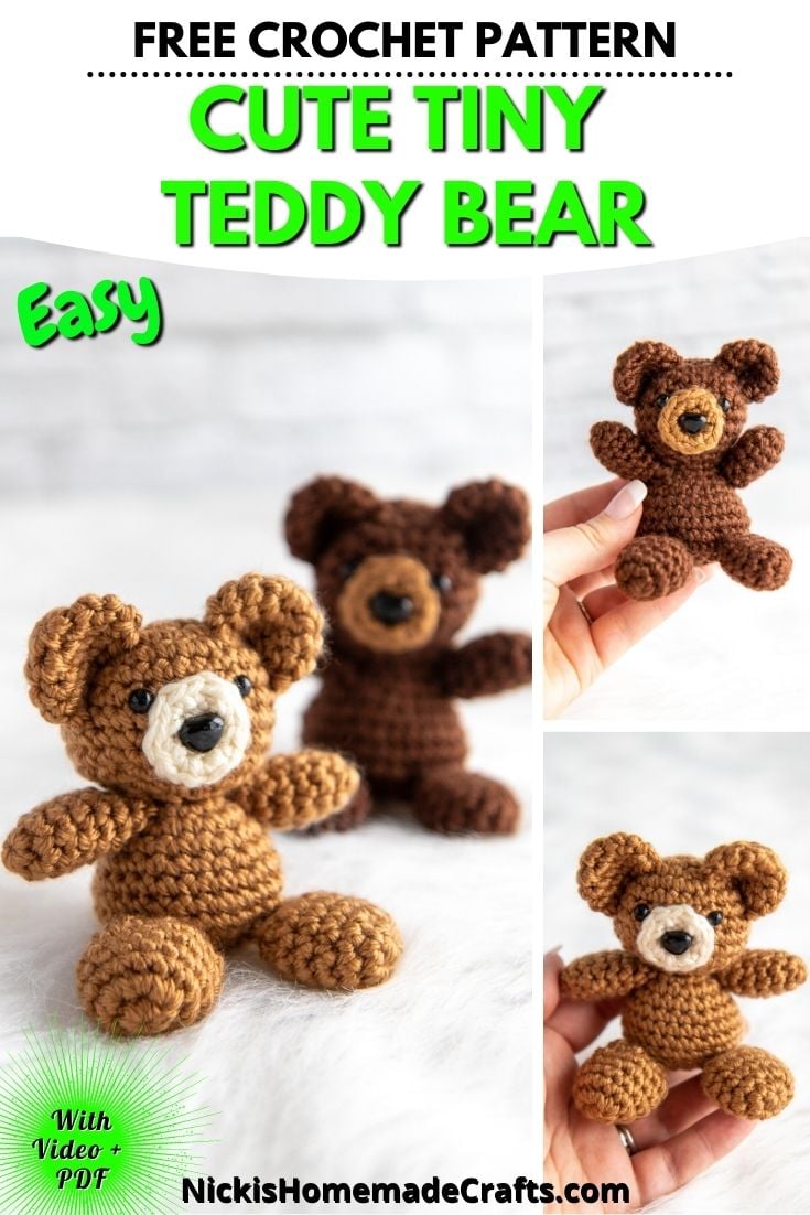 Free Tiny Crochet Teddy Bear Pattern - Nicki's Homemade Crafts