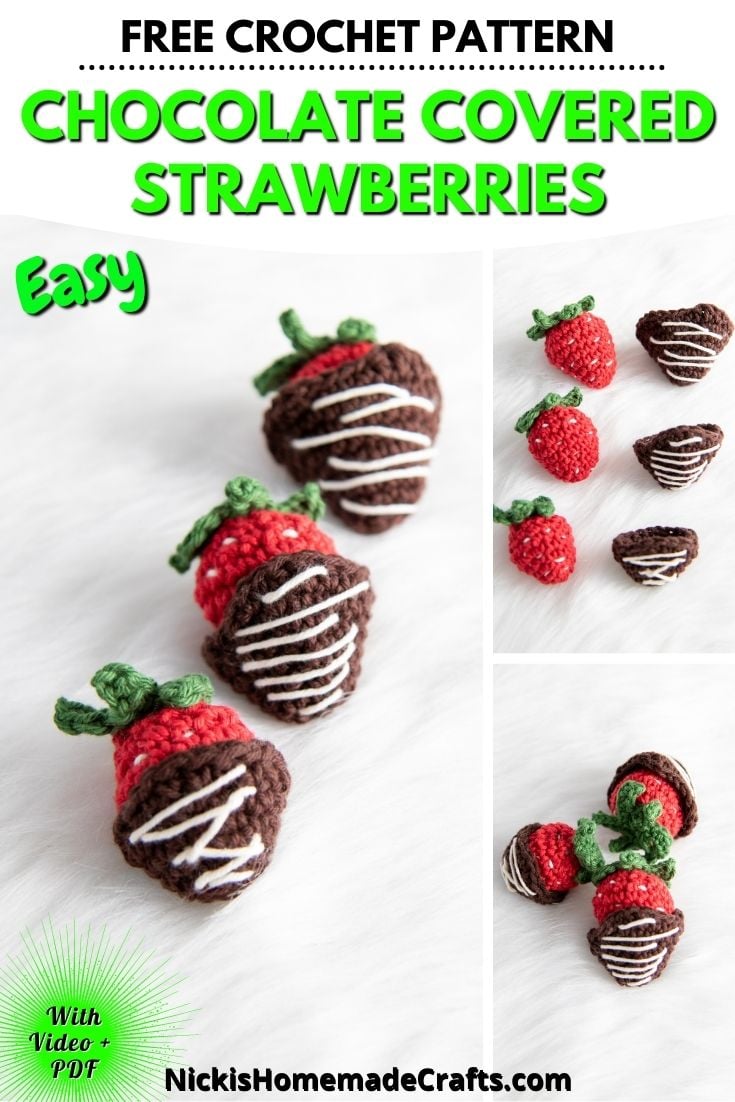 Easy Free Crochet Chocolate Covered Strawberries Pattern with Removable ...