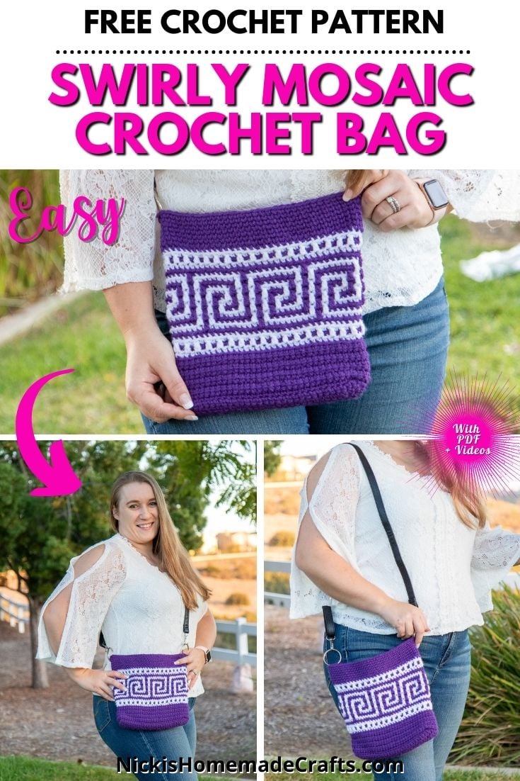 Swirly Free Mosaic Crochet Bag Pattern - Nicki's Homemade Crafts