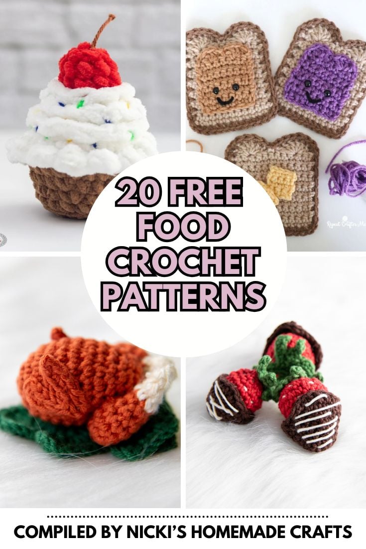 20 FREE Delicious Crochet Food Patterns - Nicki's Homemade Crafts