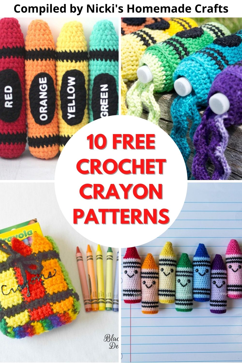 10 Colorful and FREE Crayon Crochet Patterns - Nicki's Homemade Crafts