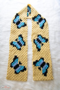 FREE C2C Butterfly Crochet Scarf Pattern with Hidden Pocket - Nicki's Homemade Crafts