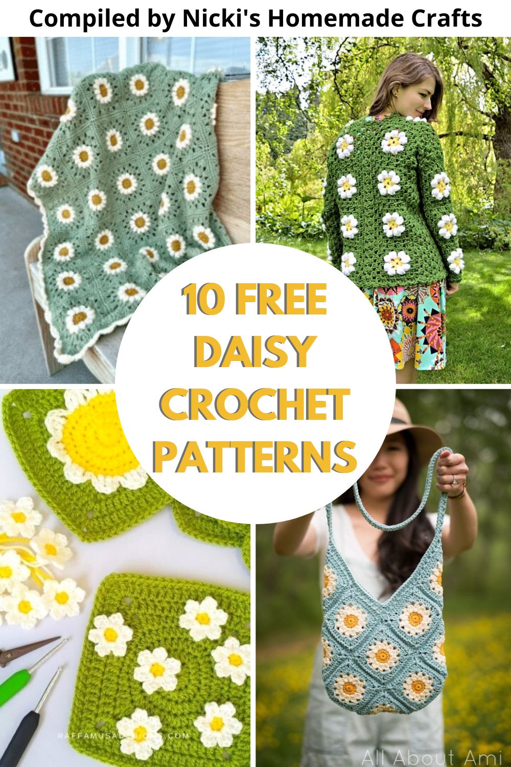10 FREE Crochet Daisy Patterns - Easy and Cheerful - Nicki's Homemade ...