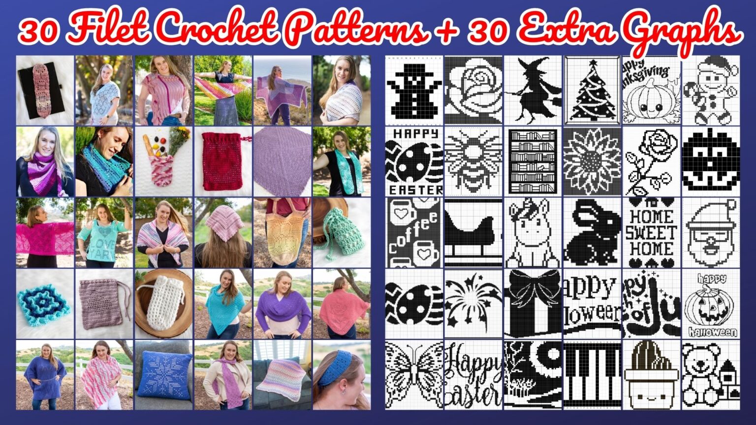 Filet Crochet Made Easy - 30 Crochet Patterns, 30 Graphs, and 26 Video ...