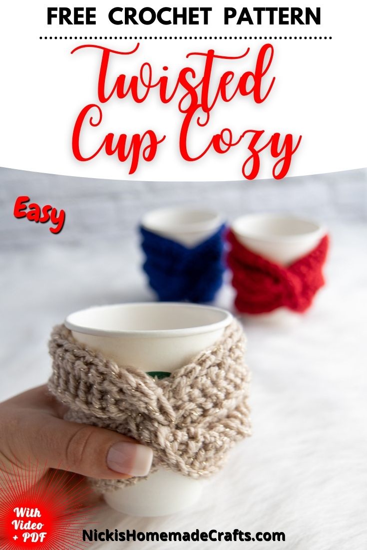 Twisted Crochet Cup Cozy: Free Pattern! - Nicki's Homemade Crafts