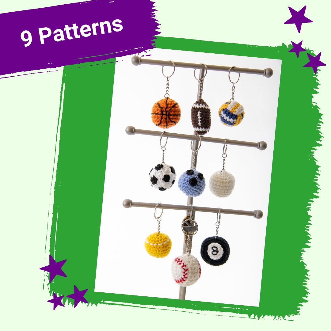 Crochet Sports Ball Keychains Made Easy - 9 Easy Patterns with Videos ...