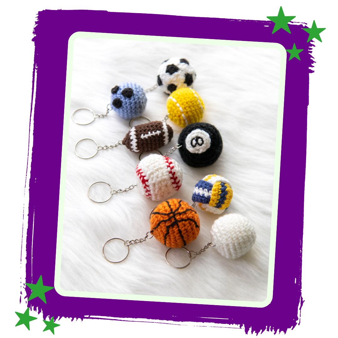 Crochet Sports Ball Keychains Made Easy - 9 Easy Patterns with Videos ...