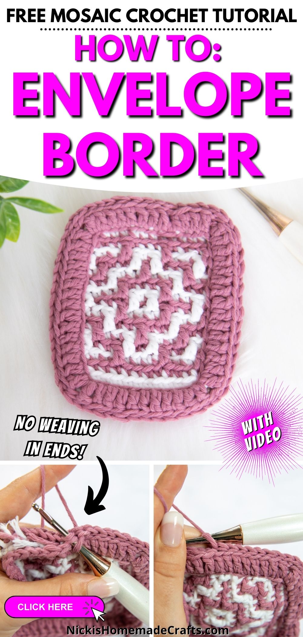 How to: Crochet Envelope Border Tutorial for Mosaic Crochet - Nicki's ...