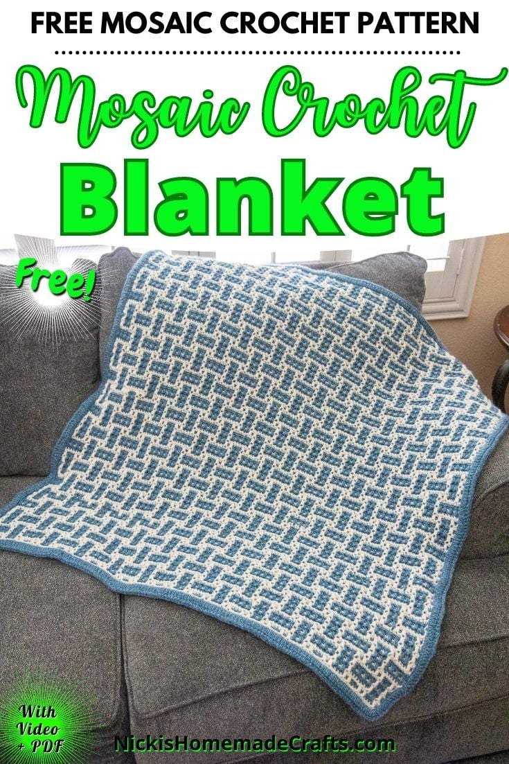 Free Brick Weave Mosaic Crochet Blanket Pattern - Nicki's Homemade Crafts