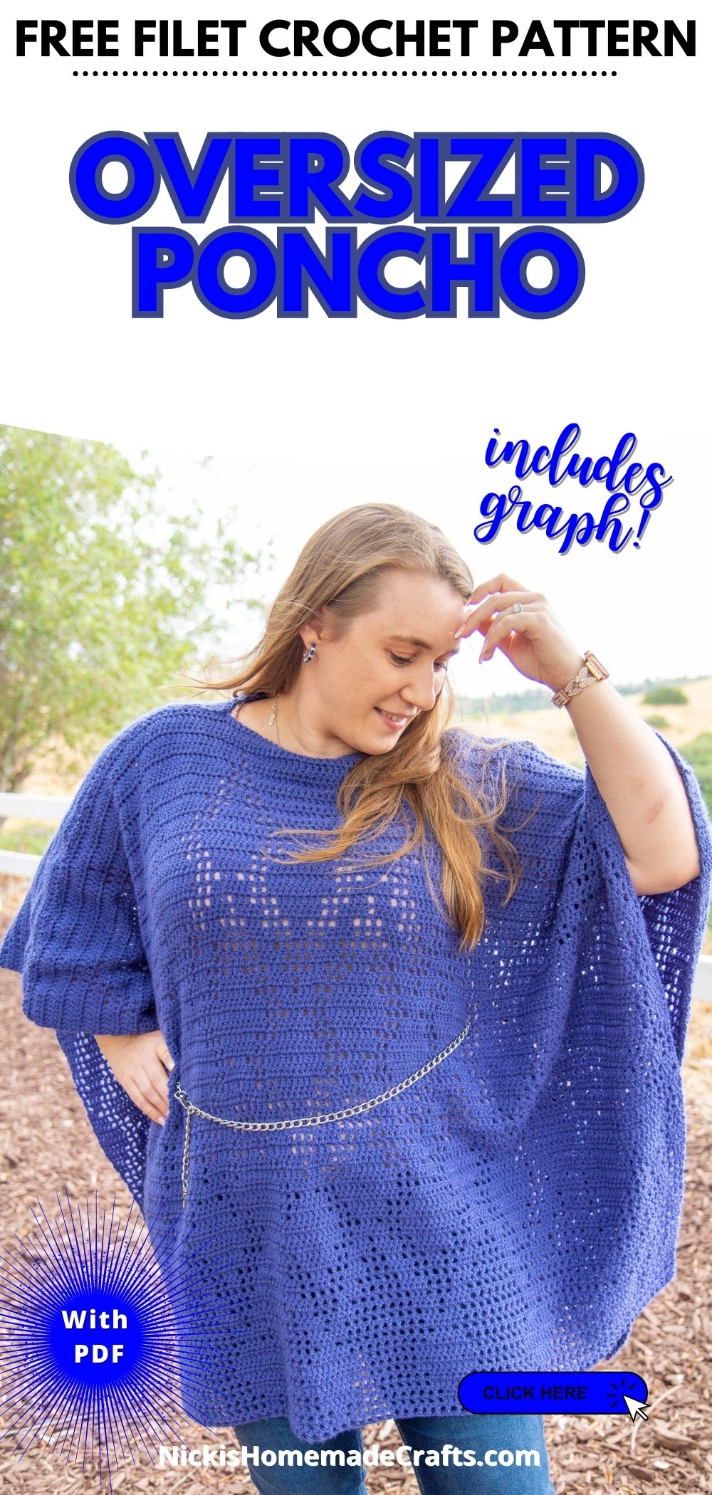 Oversized Crochet Poncho Free Pattern - Nicki's Homemade Crafts