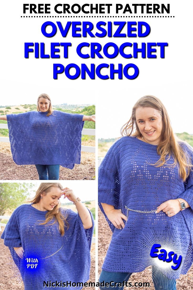 Oversized Crochet Poncho Free Pattern - Nicki's Homemade Crafts