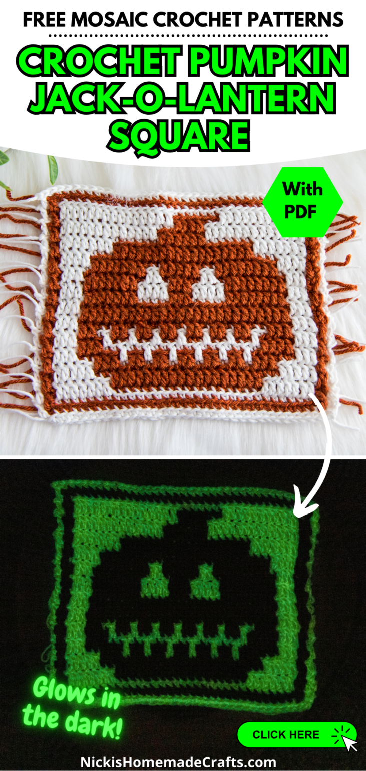FREE Crochet Pumpkin Jack-O-Lantern Square Pattern with Glow In The ...