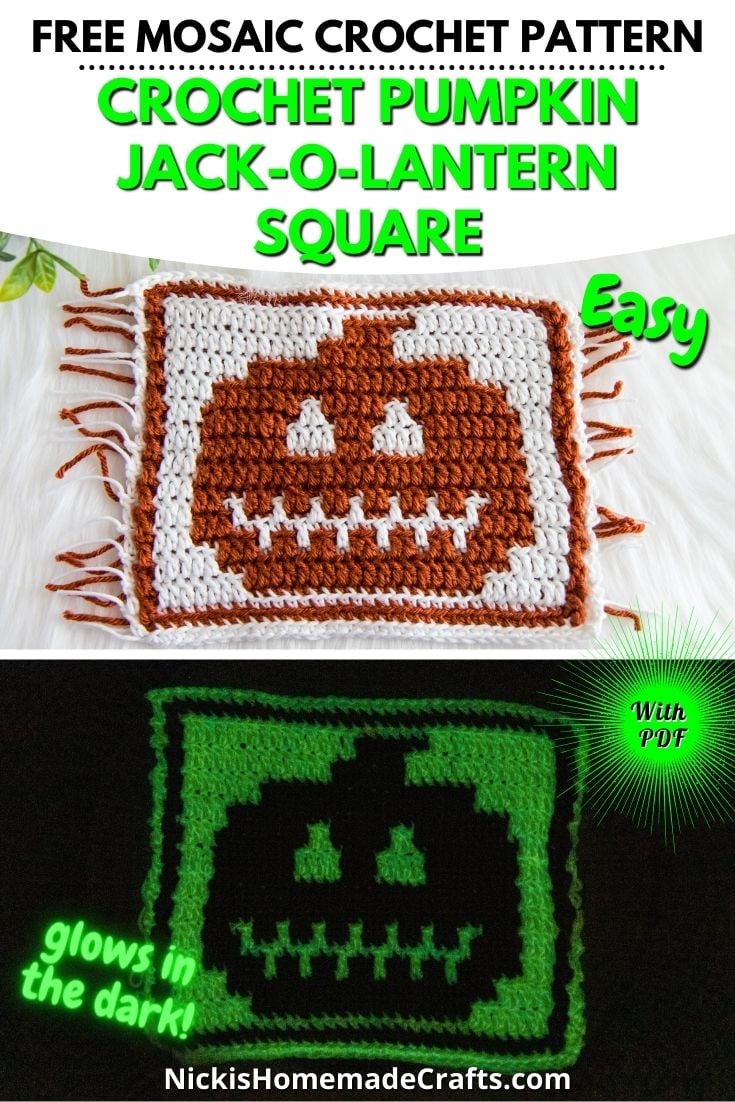 FREE Crochet Pumpkin Jack-O-Lantern Square Pattern with Glow In The ...