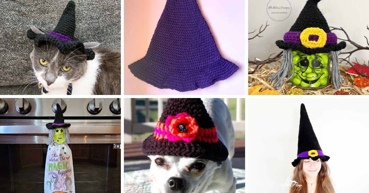 10 Magical Crochet Witch Hat Patterns - FREE! - Nicki's Homemade Crafts