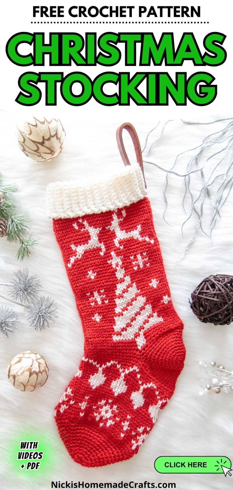 Easy Free Crochet Christmas Stocking Pattern using Fair Isle - Nicki's ...