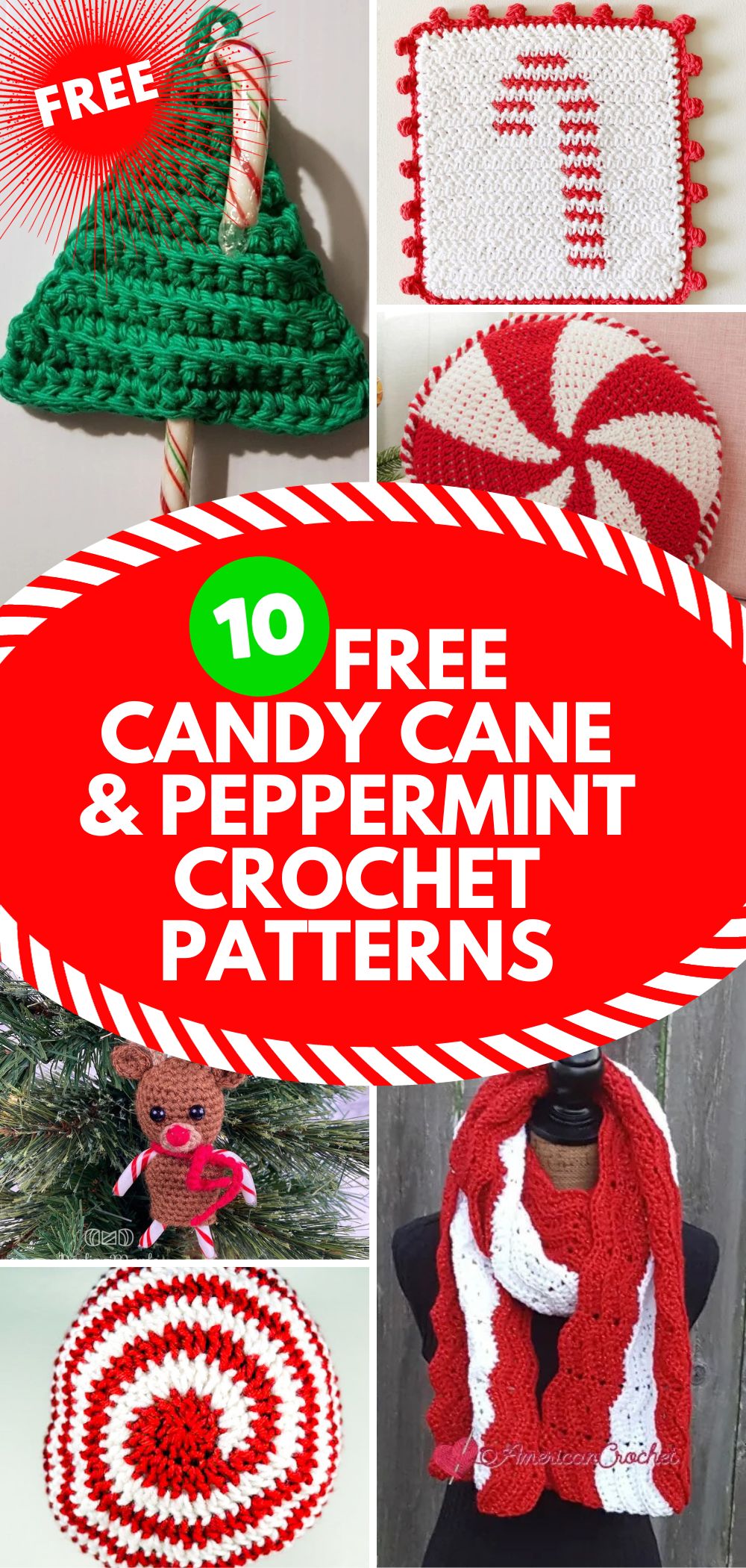 10 Sweet Crochet Candy Cane and Peppermint Patterns - FREE! - Nicki's ...