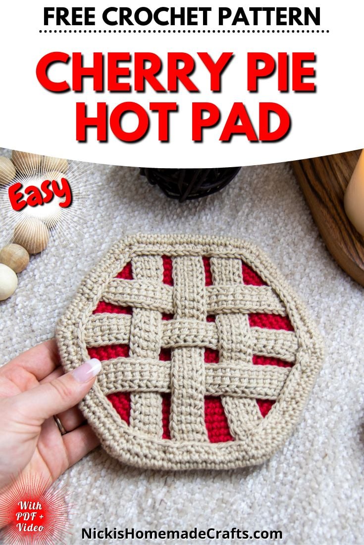 FREE Easy Lattice Pie Crochet Potholder Pattern - Nicki's Homemade Crafts